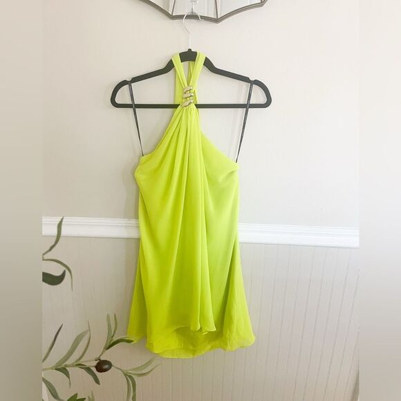 Marciano | Dresses | Marciano Neon Yellow Halter Mini Dress Size Small ...
